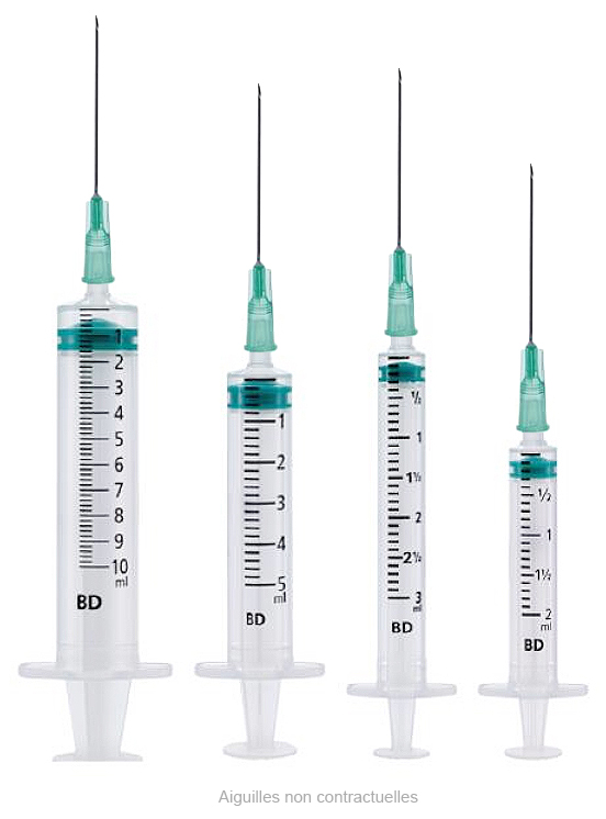 Seringue graduée 3 pièces avec aiguille BD Emerald Microlance 3 prémontée et non sertie x100 ...